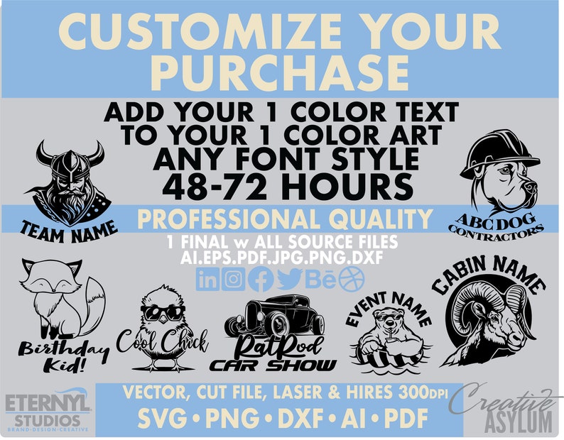 Customize Text to Any Artwork 1 Color Add Your Custom Text - Etsy