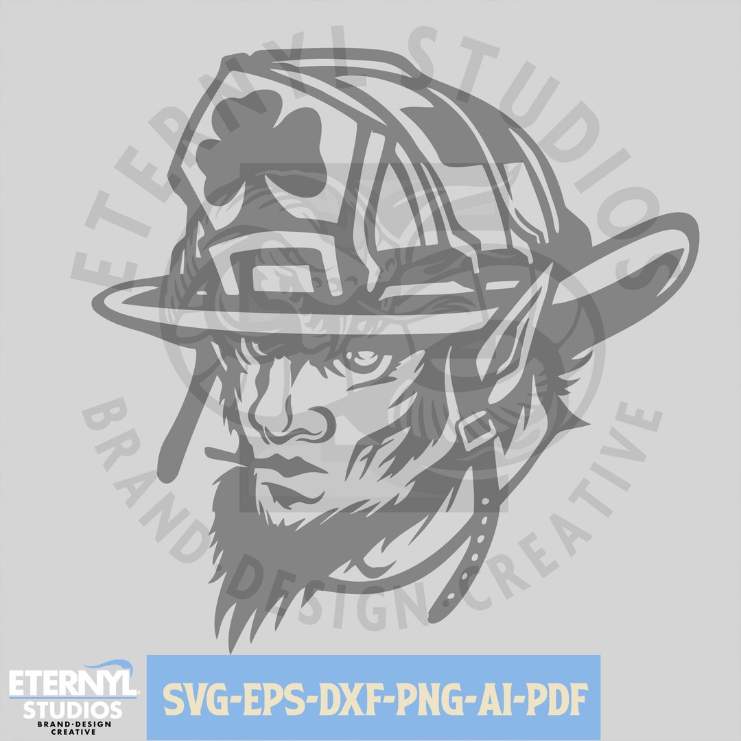 Firefighter Leprechaun Mascot SVG PNG, Firefighter Mascot, Leprechaun ...