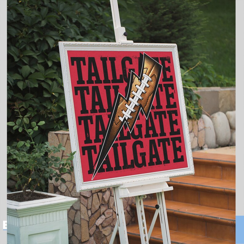 Tailgate Football Lightning Bolt PNG Distressed Football - Etsy
