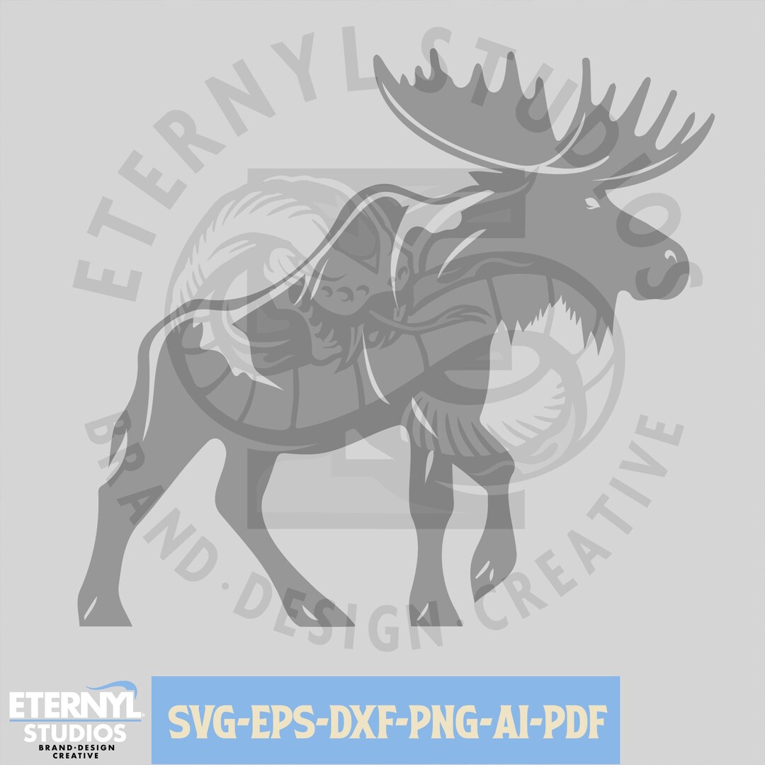 Moose SVG PNG, Bull Moose, Big Rack Svg, Moose Silhouette Svg, Hunting ...