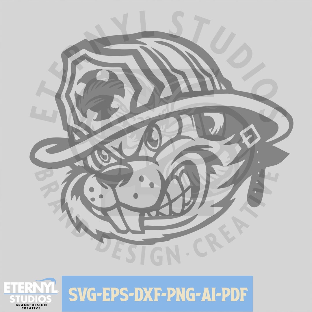 Firefighter Beaver Mascot SVG PNG, Firefighter Mascot, Beaver Mascot ...