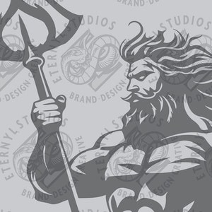 Merman With Trident SVG: Neptune, Triton Vector Clipart (digital ...