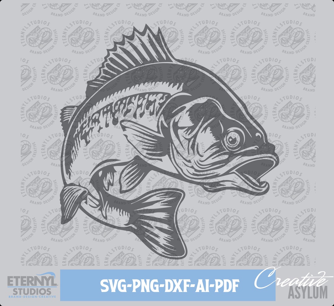Bass SVG PNG, Largemouth Bass, Instant Digital Download, Bass Fishing ...