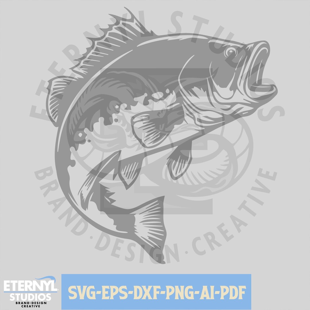 Bass SVG PNG, Largemouth Bass SVG, Bass Clipart, Lake Bass, Bass Cut ...