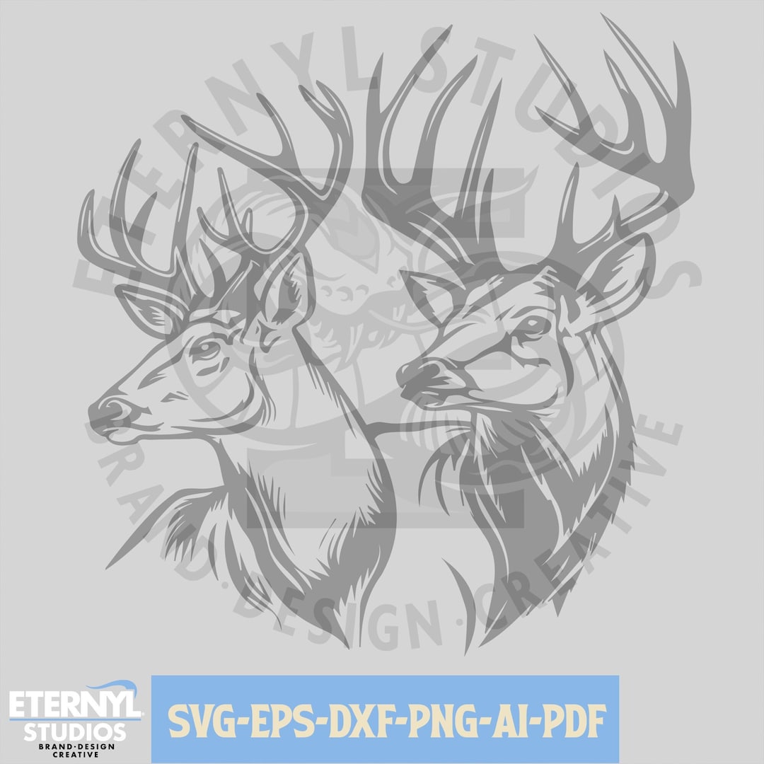 Buck Twins SVG PNG, Big Trophy Bucks, Big Rack, Whitetail, Blacktail ...