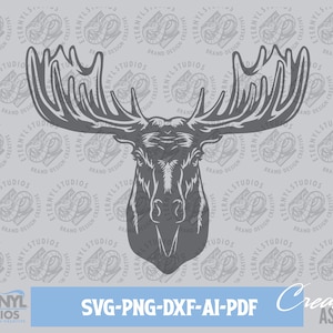 Moose SVG PNG, Bull Moose, Big Rack Svg, Moose Head Svg, Hunting Art ...