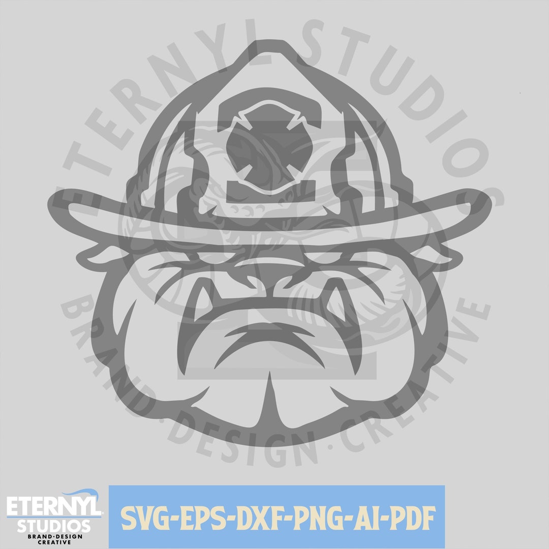 Firefighter Bulldog Mascot SVG: Cartoon Logo (digital Download) - Etsy
