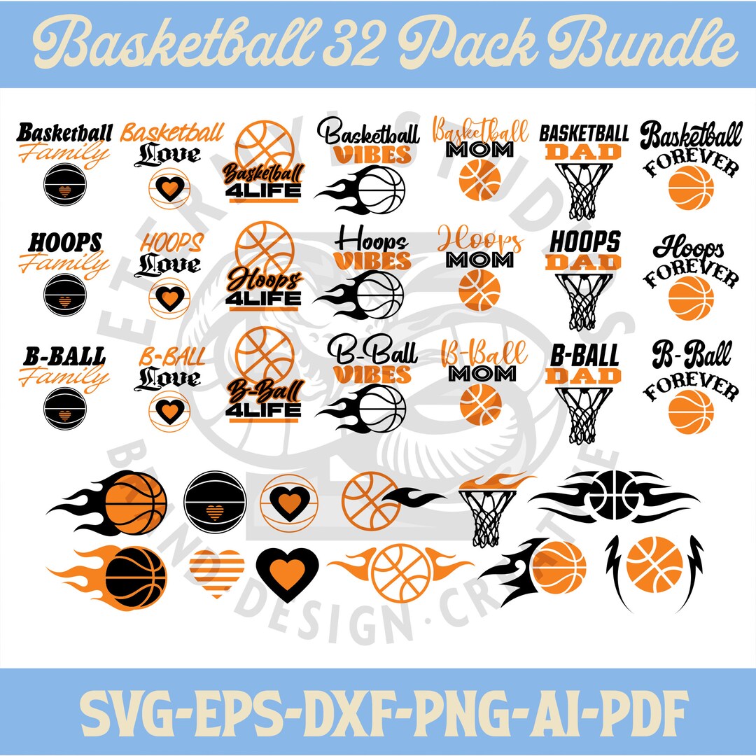 32 Pack Bundle Basketball Hoops SVG Bundle, Vector Bundle, Digital ...
