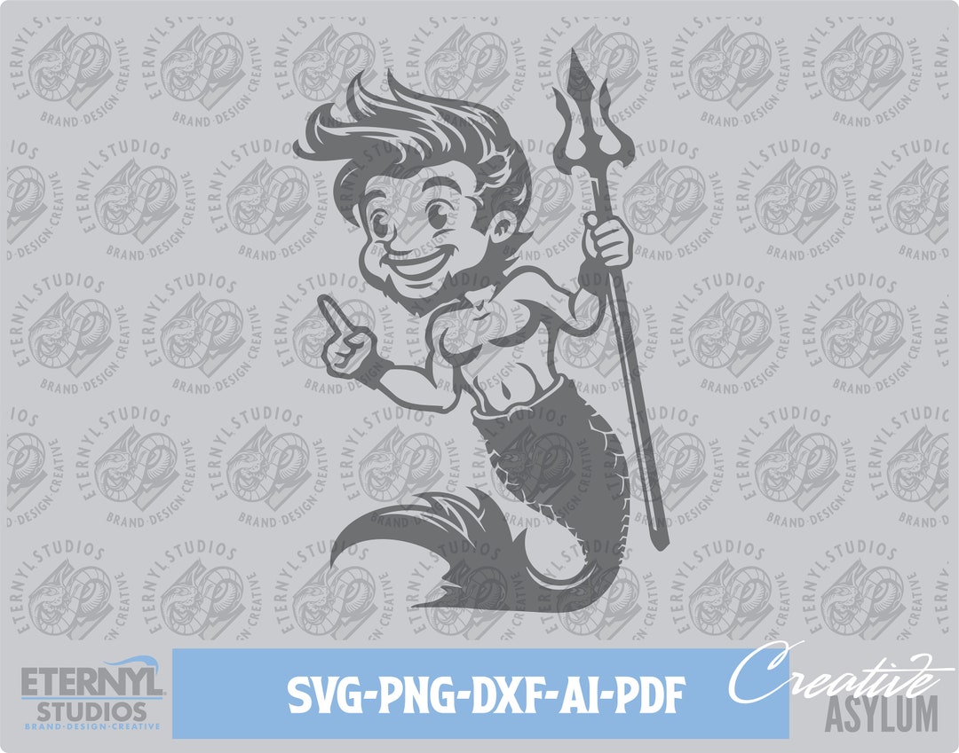 Merman Kid SVG PNG, Atlantis SVG, Instant Download, Neptune, Triton ...