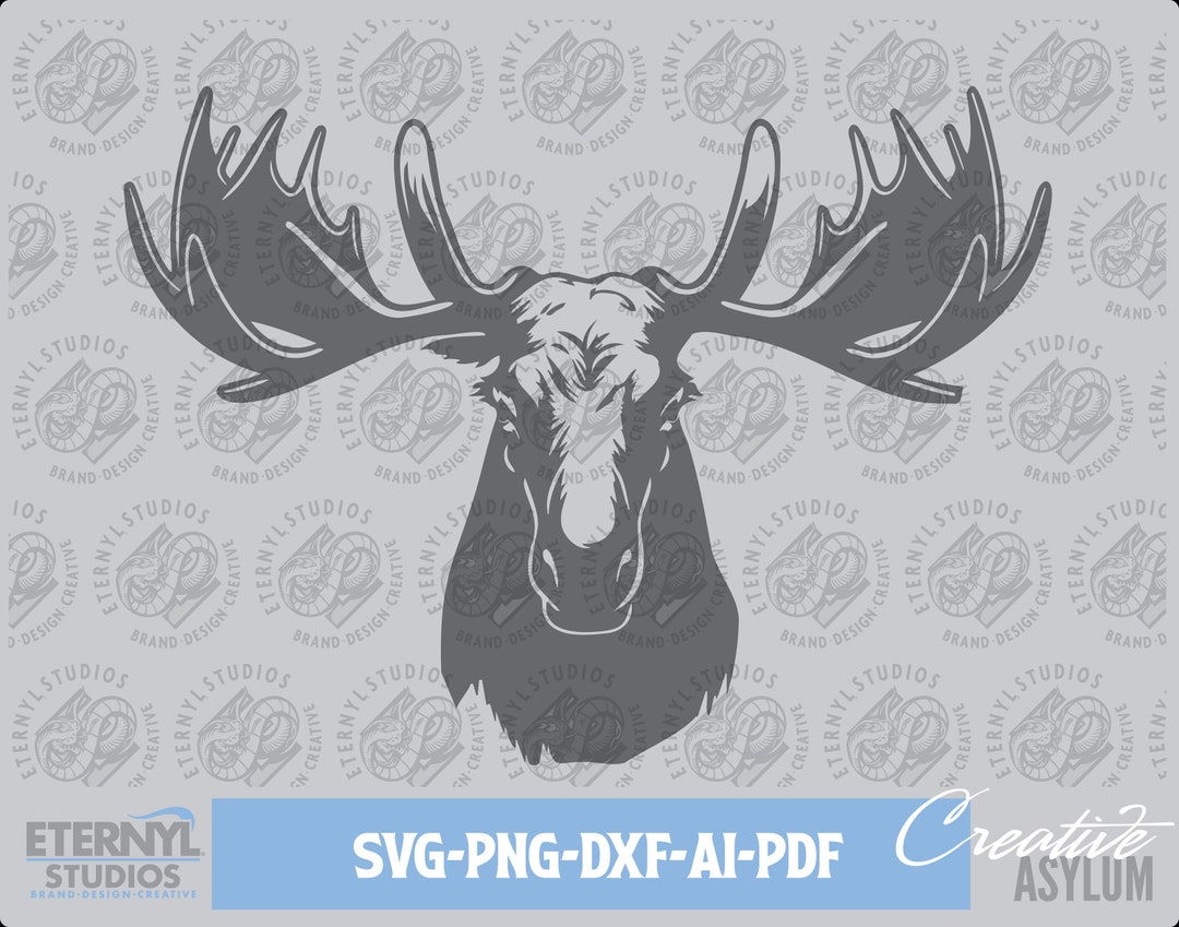 Moose SVG PNG, Bull Moose, Big Rack Svg, Moose Head Svg, Hunting Art ...