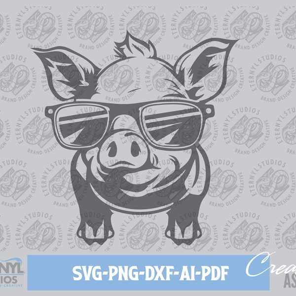 Pig With Glasses Svg - Etsy