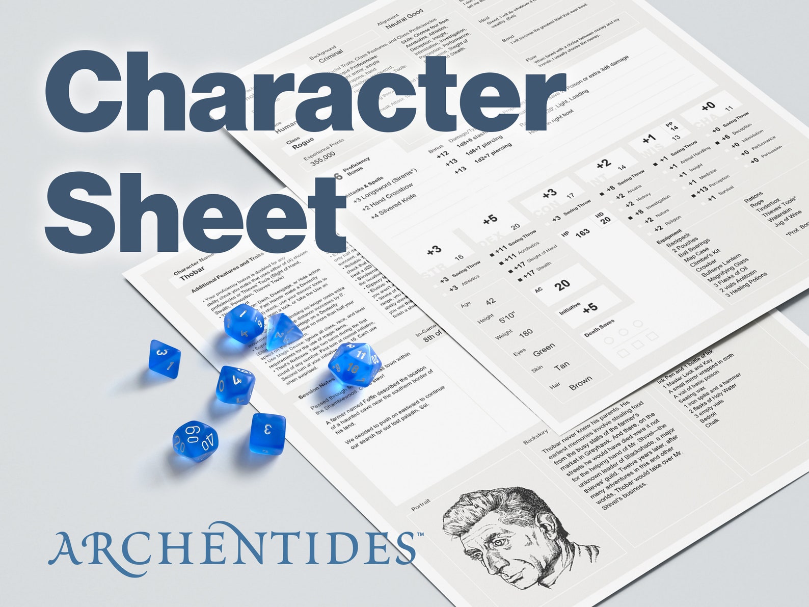 D&D 5e Elite Character Sheet a Form-fillable PDF Featuring - Etsy