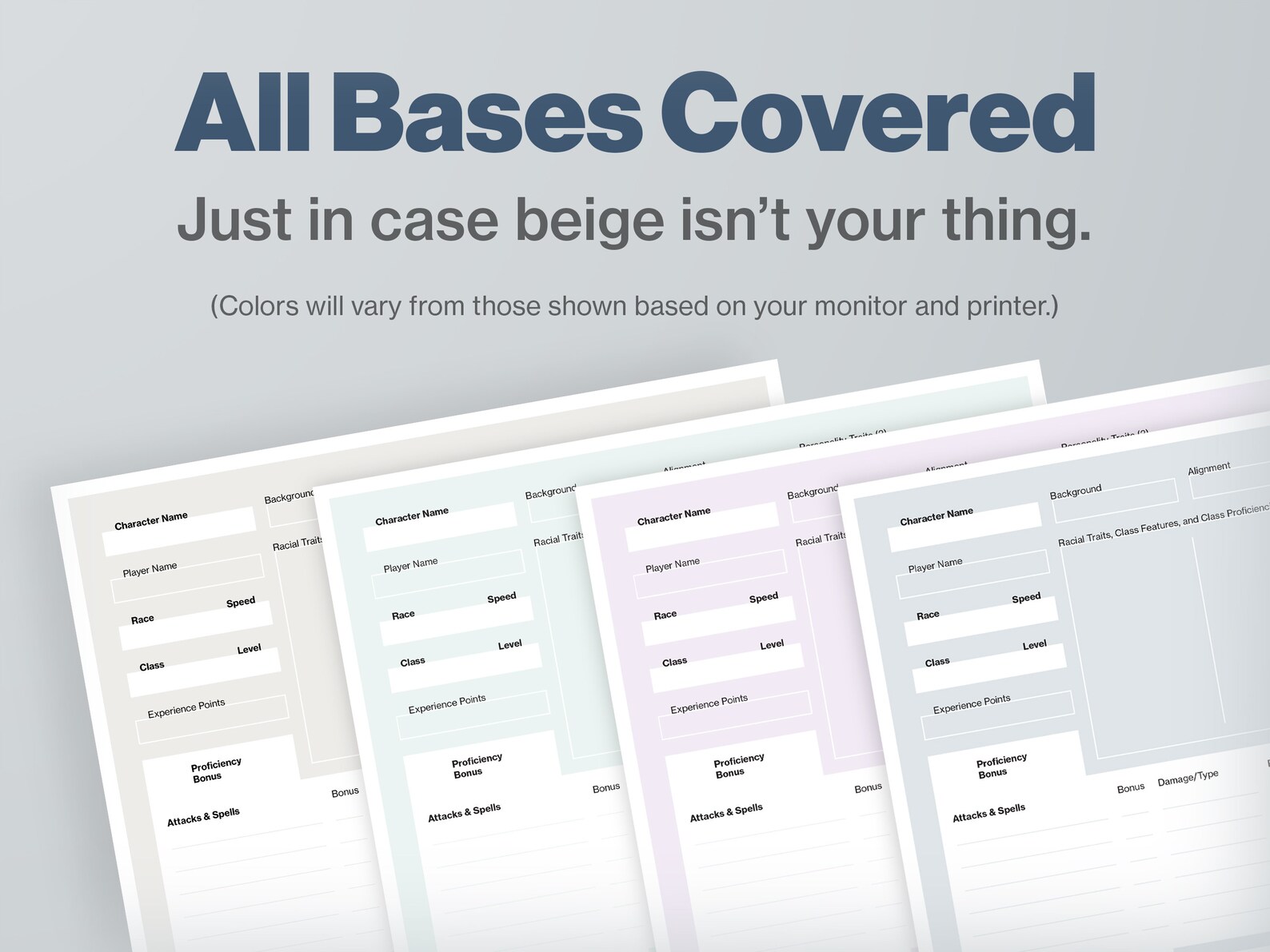 D&D 5e Elite Character Sheet, a Form-fillable PDF Featuring Full ...