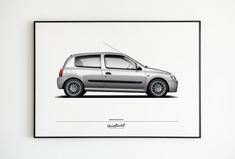 Renault Clio 2 RS Ph.1 Decorative Poster - Titanium Grey - Etsy