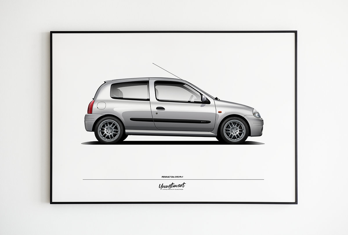 Renault Clio 2 RS Ph.1 Decorative Poster - Titanium Grey - Etsy