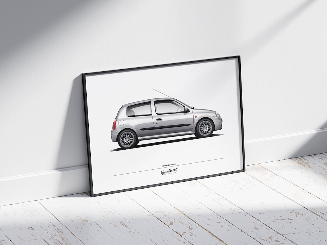 Renault Clio 2 RS Ph.1 Decorative Poster - Titanium Grey - Etsy