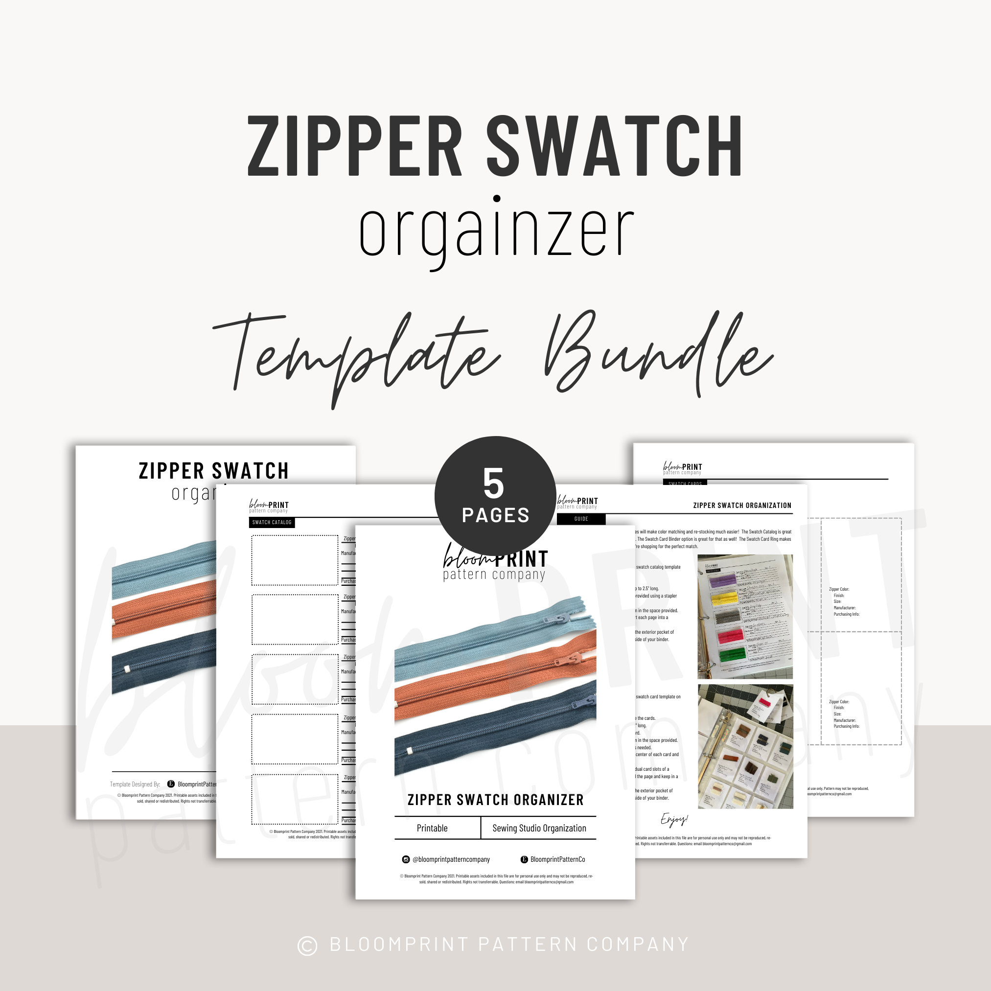 Zipper Organizer PDF - Sewing Room Organization - Zipper Color Swatch ...