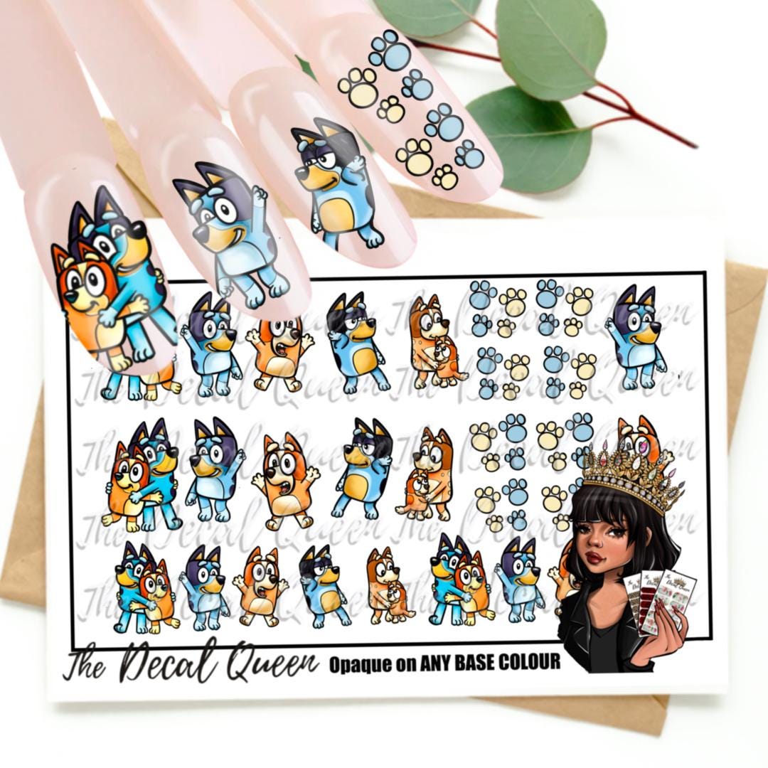 Nail Art Decal - BLUEY DOG - Character Nail Art - D15N3Y Waterslide ...