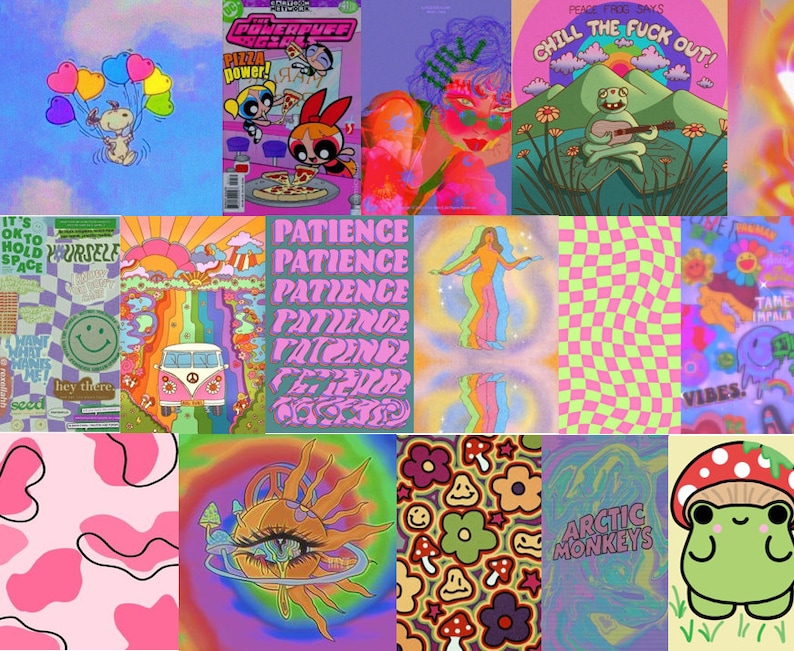 Indie Wall Collage 60 Photo Prints Neon Colourful | Etsy