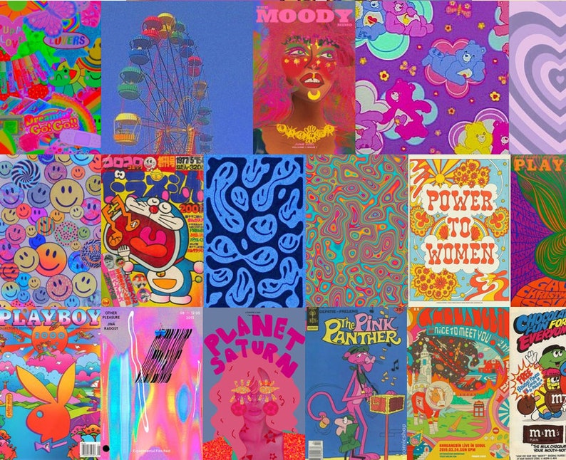 Indie Wall Collage 60 Photo Prints Neon Colourful | Etsy