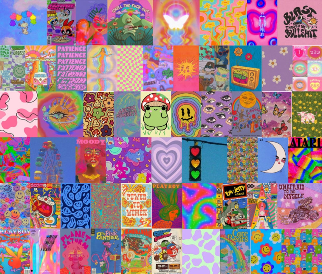 Indie Wall Collage 60 Photo Prints Neon Colourful Indie/alternative ...