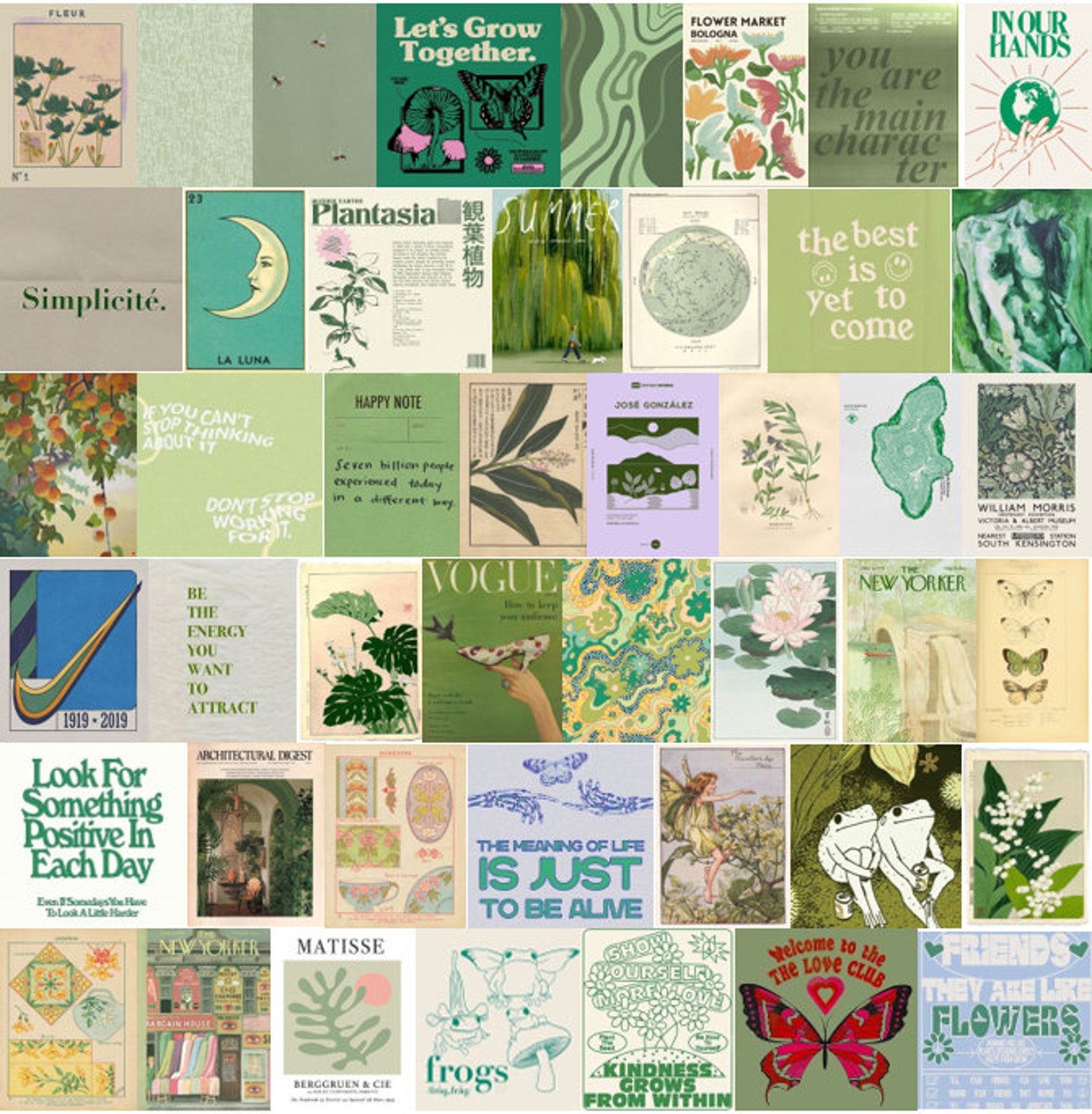 Sage Green Wall Collage 45 Photo Prints Pastel Sage Green - Etsy