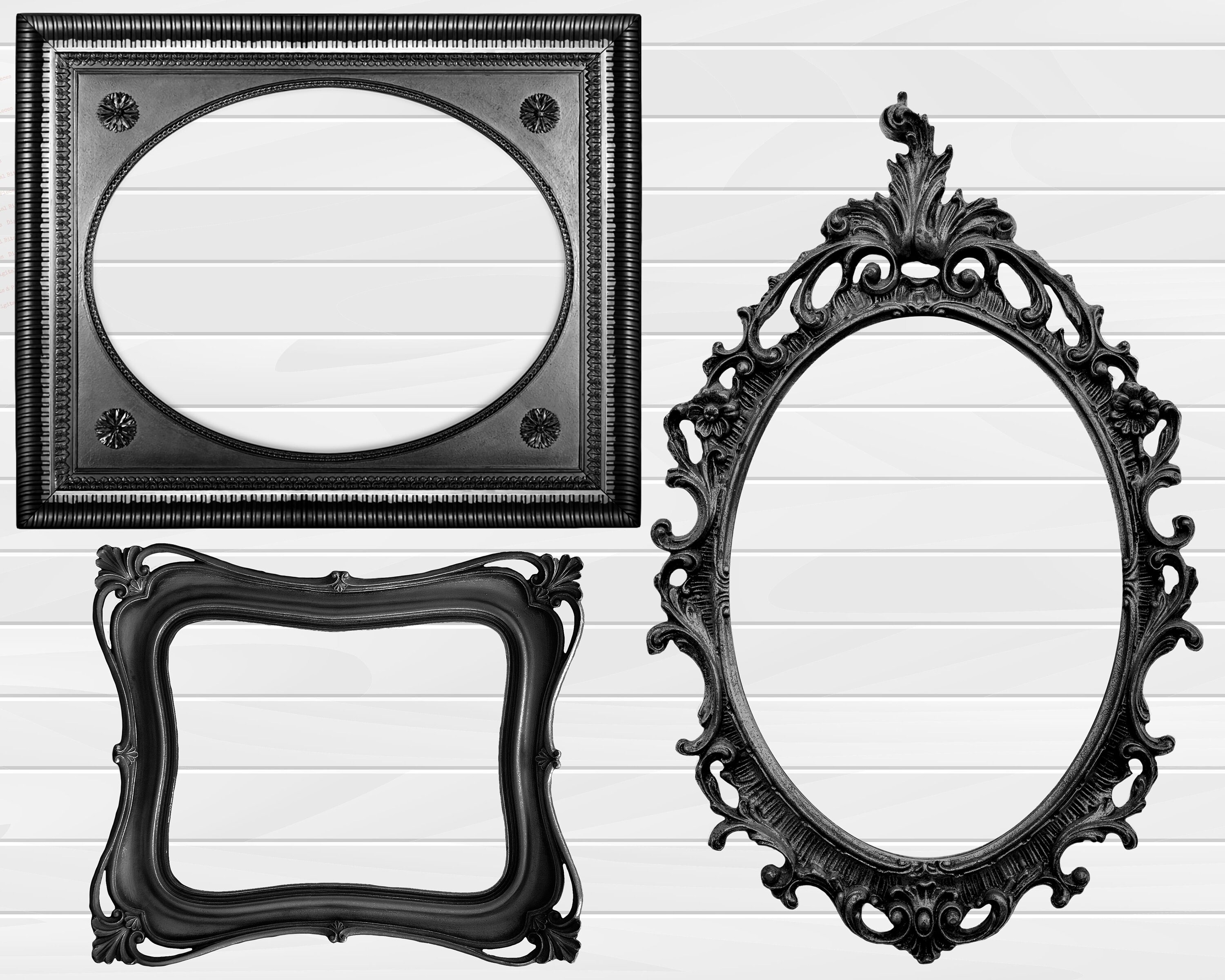 Vintage Picture Frame Clipart Black Frame PNG Ornate - Etsy