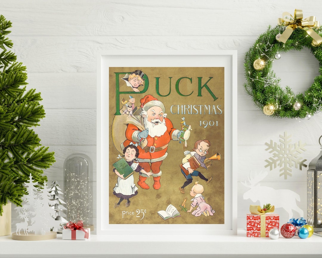 Vintage Santa Magazine Cover Digital Print, Holiday Decor, Christmas ...