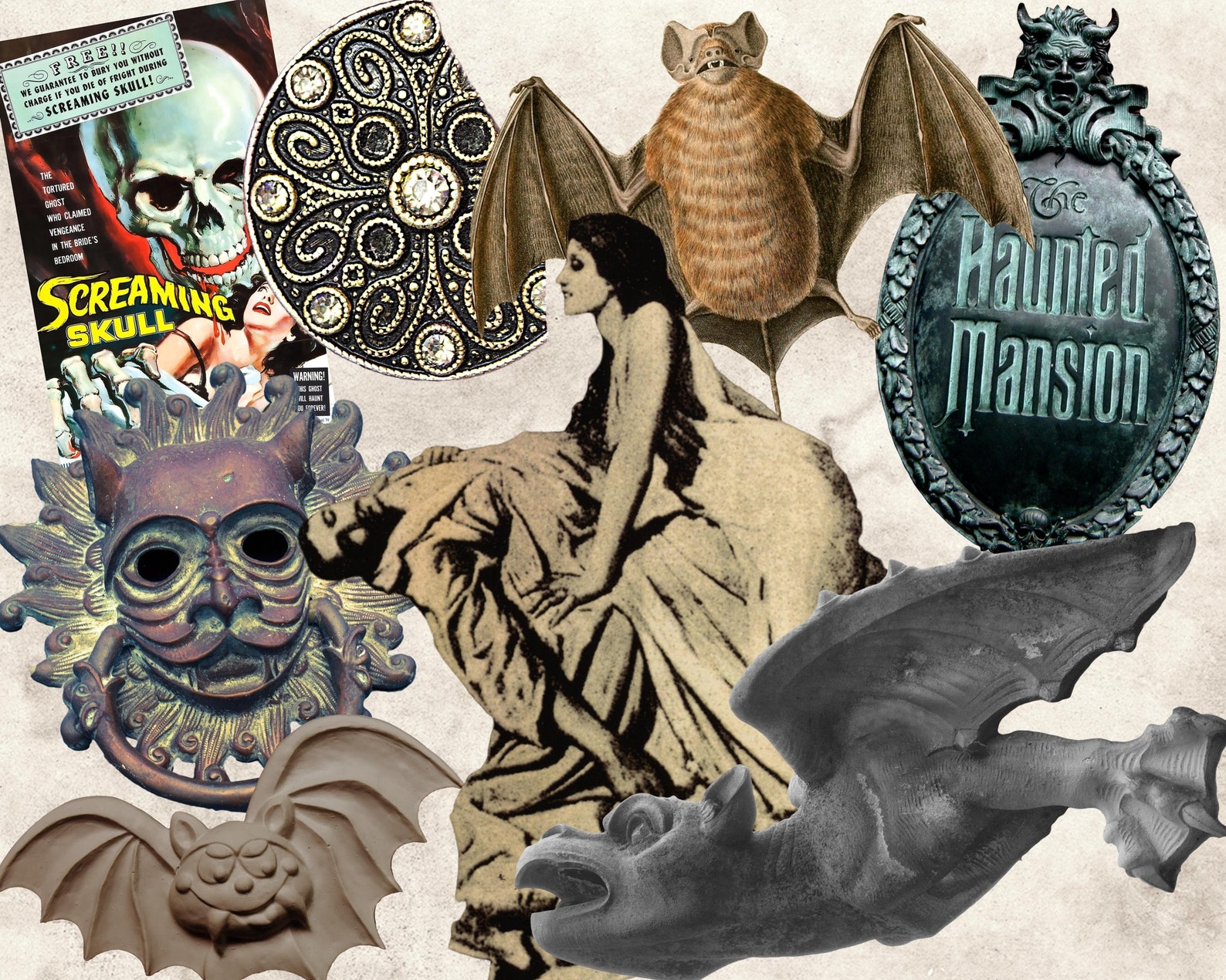 Halloween Clipart Bundle Haunted House Collage Elements | Etsy