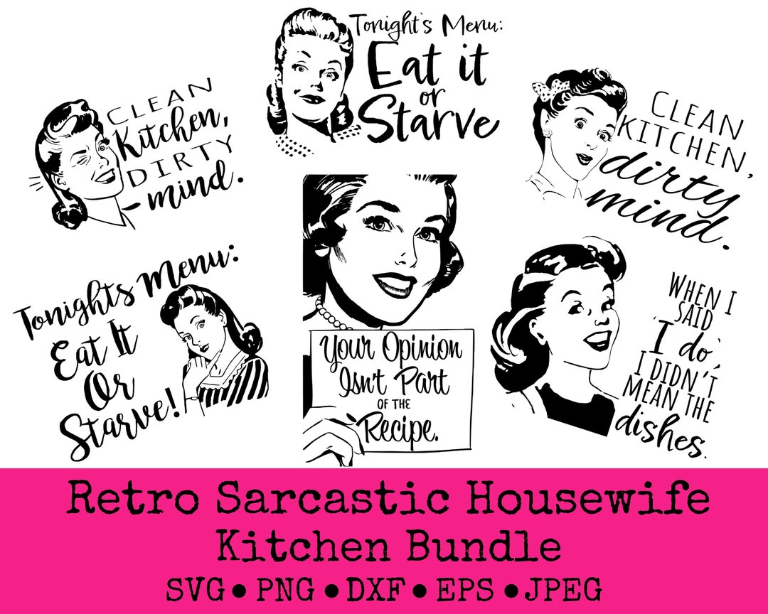Retro Housewife SVG Bundle | Cutting Machine Clipart | Vintage Women | 1950s Atomic ...