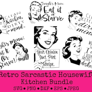 Retro Housewife SVG Bundle Cutting Machine Clipart Vintage Women 1950s Atomic Sublimation Files ...