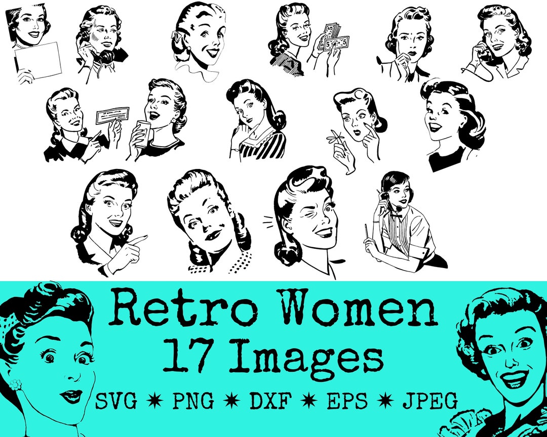 Retro Housewife SVG Bundle | Cutting Machine Clipart | Vintage Women ...