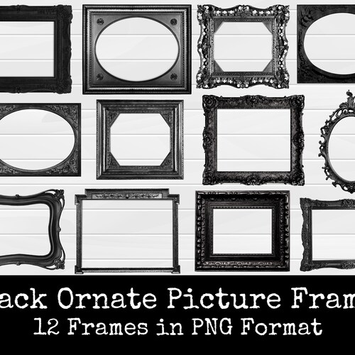Picture Frame Clipart Digital Photo Frames Black Frame PNG - Etsy
