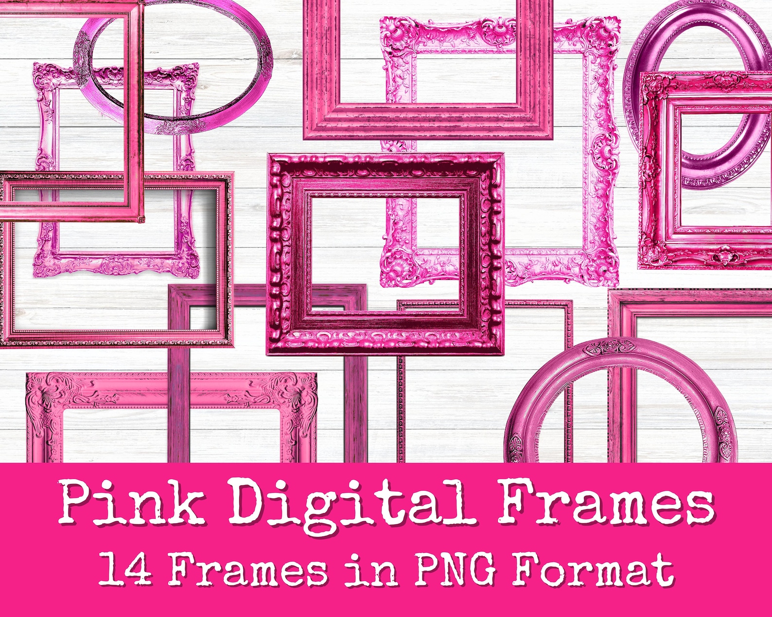 Hot Pink Picture Frame PNG Junk Journal Supplies Photo - Etsy