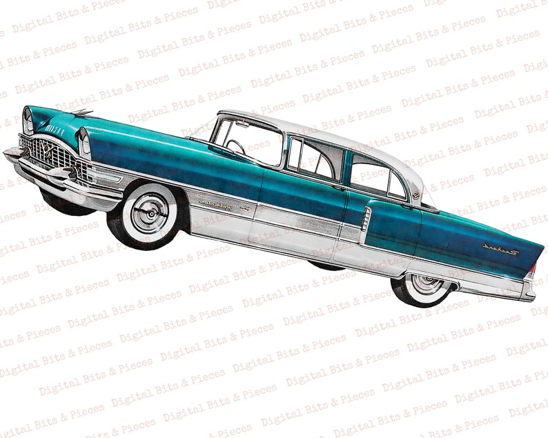 Retro Car Clipart 1950s Car Classic Car PNG Collage - Etsy