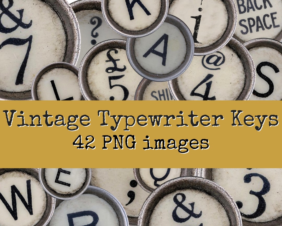 Vintage Typewriter Keys Clipart Bundle, Antique Alphabet, Scrapbook ...