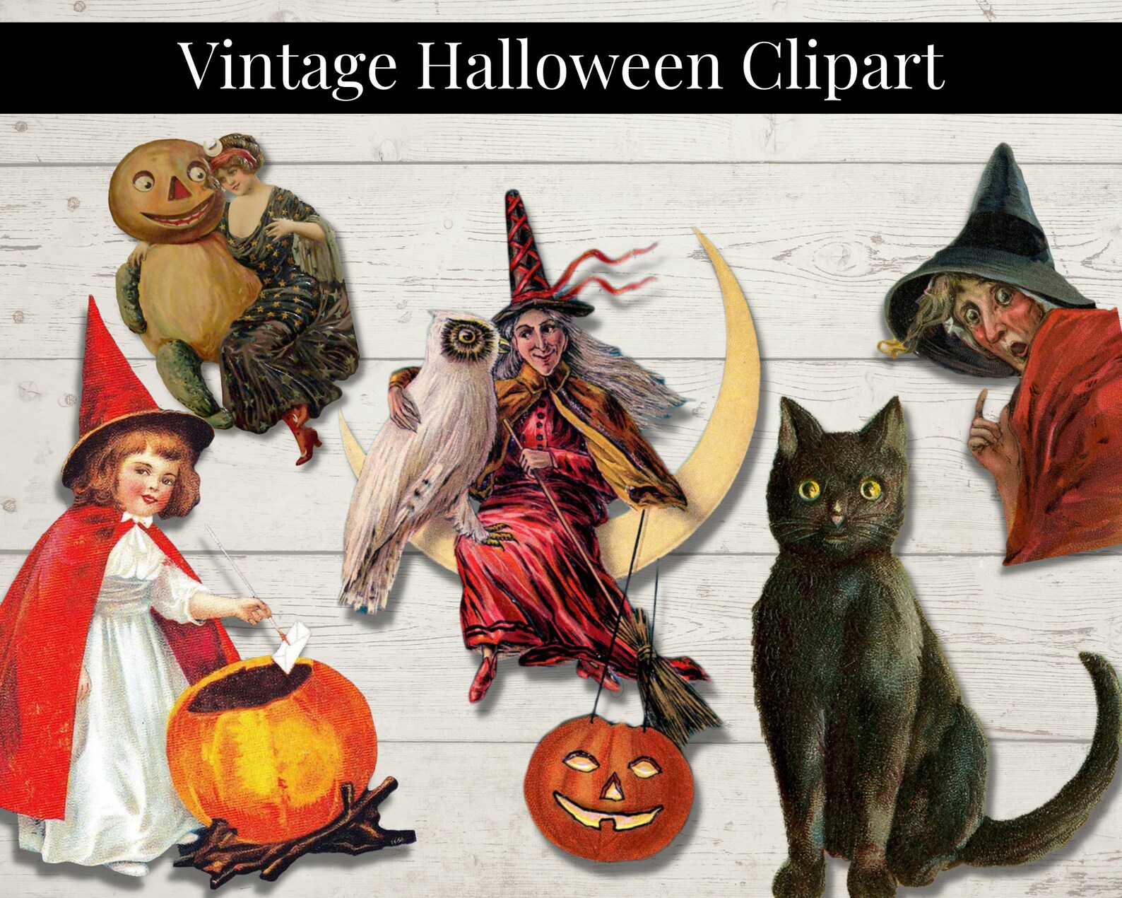 Vintage Halloween Clip Art Bundle PNG Digital Ephemera Junk | Etsy