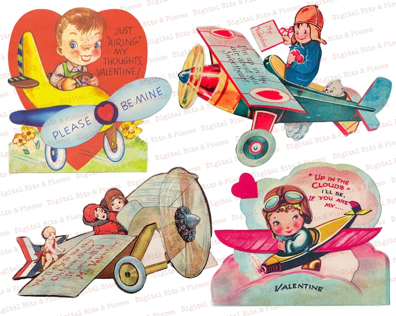 Vintage Valentine's Day Clip Art Instant Download - Etsy