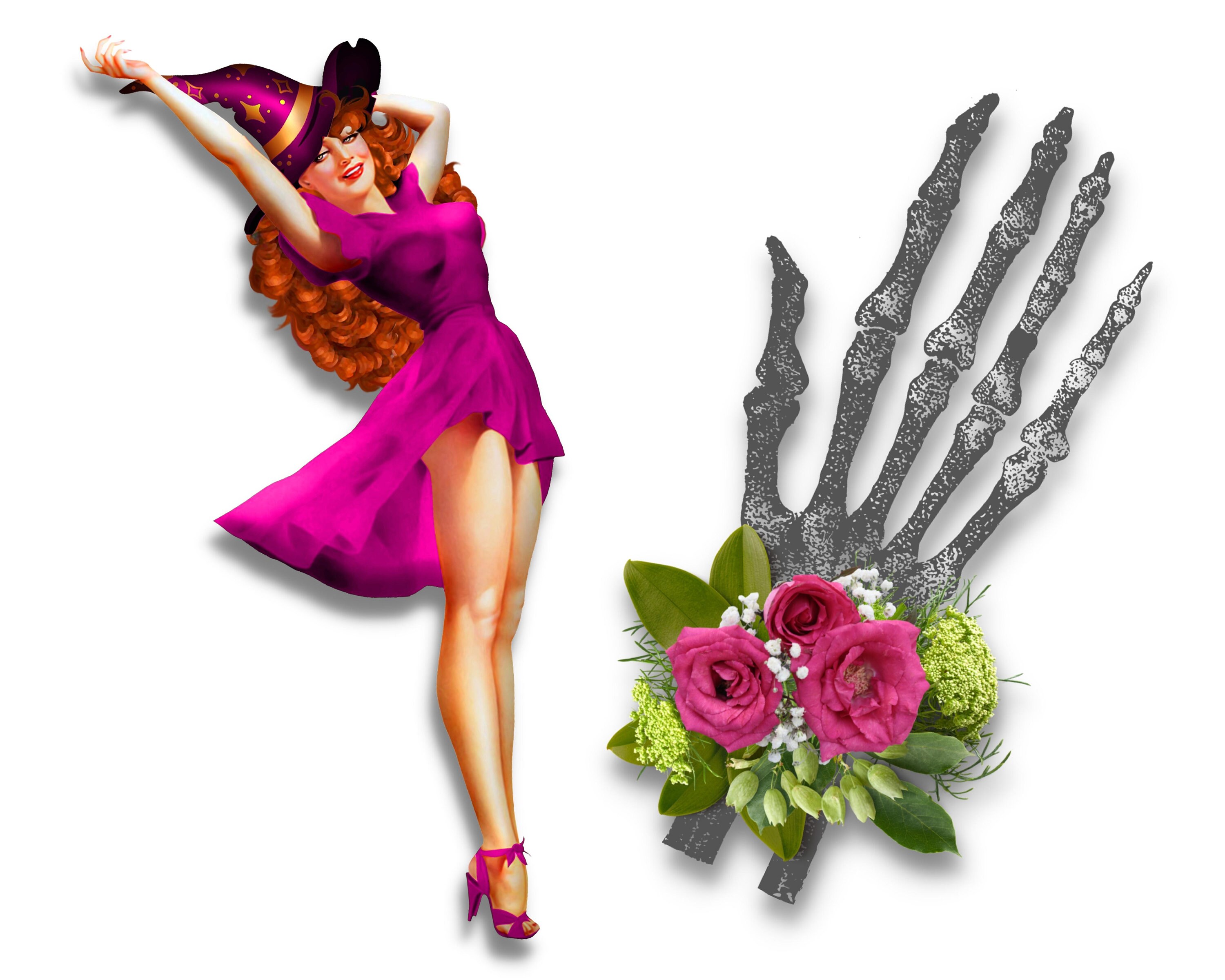 Pink Gothic Halloween Clipart PNG Bundle Fussy Cut Collage - Etsy