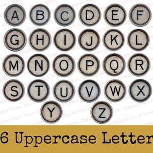 Vintage Typewriter Keys Clipart Bundle, Antique Alphabet, Scrapbook ...