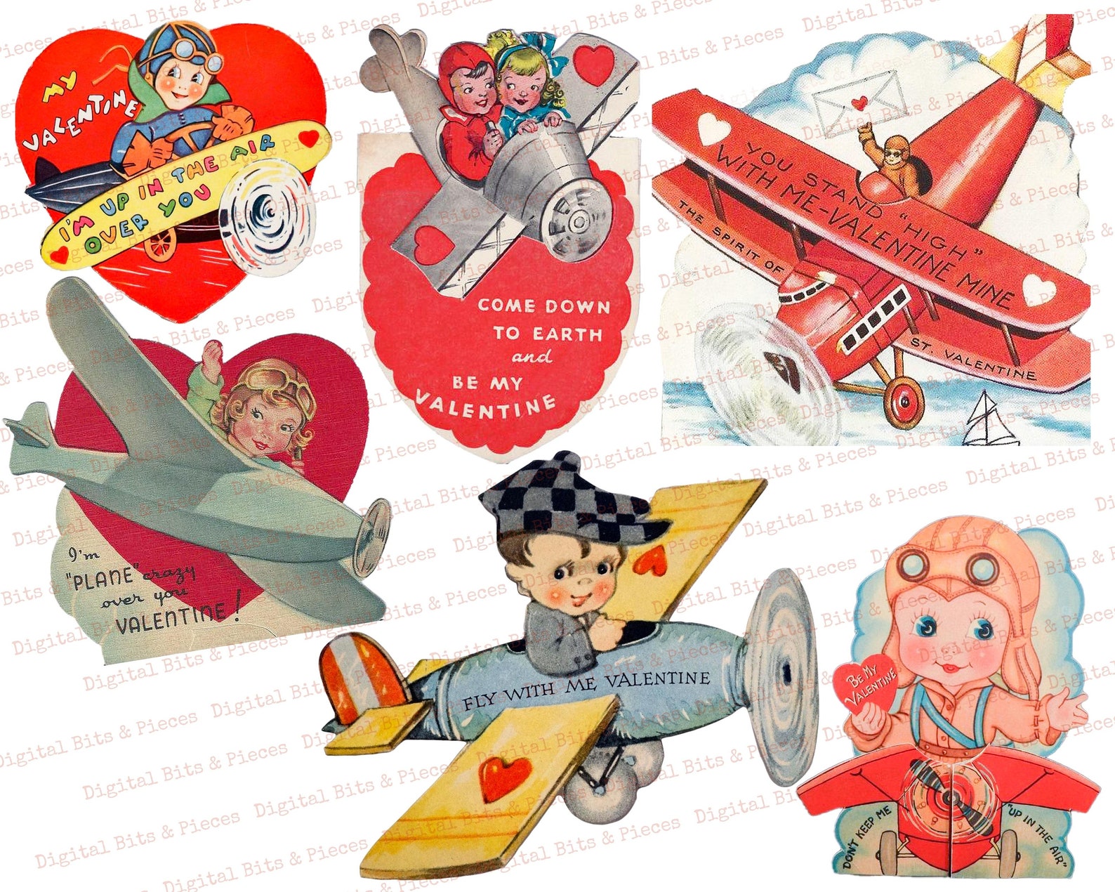 Vintage Valentine's Day Clip Art Instant Download - Etsy