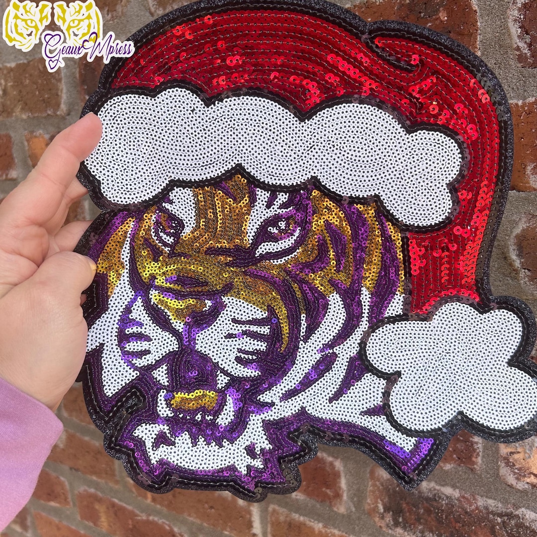 LSU Ready to Press Tiger Santa Sequin Patch - Etsy