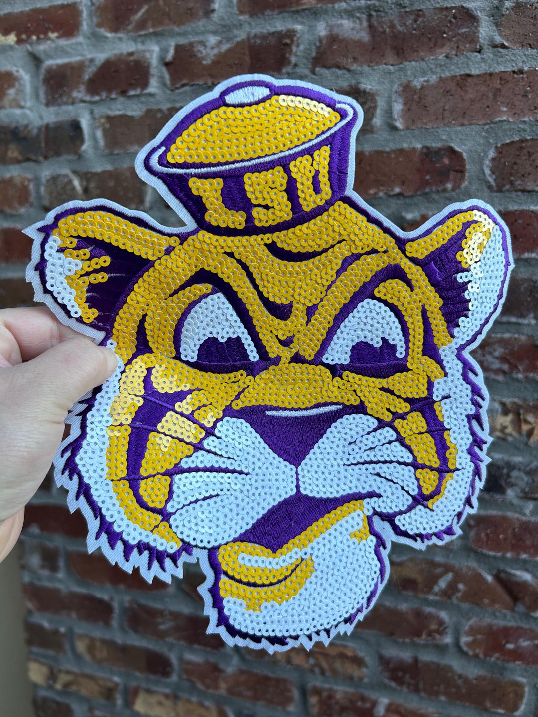 10 Inch Tiger Sequin Patch, Vintage Tiger DIY Patch, Louisiana Game Day ...
