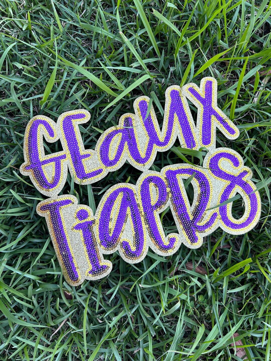 11 Inch Geaux Tigers Ready to Press DIY Sequin Patch, Louisiana Game ...