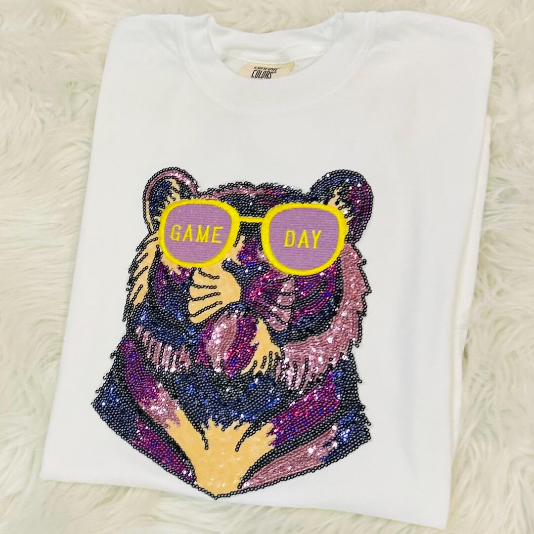 Real Sequin Game Day Tiger Patch Comfort Colors T-shirt, Geaux Tigers ...