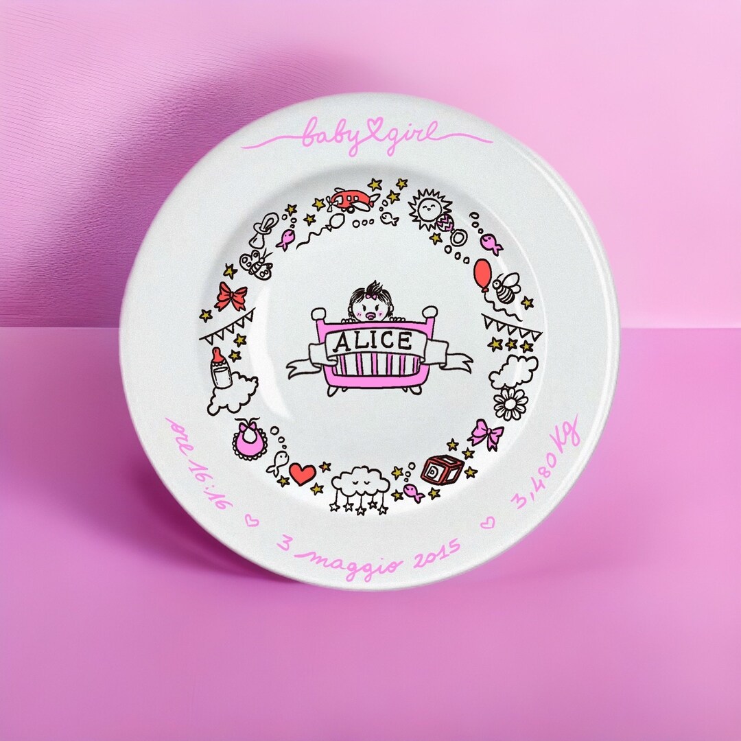 BABY GIRL BIRTH Plate Gift Idea - Etsy