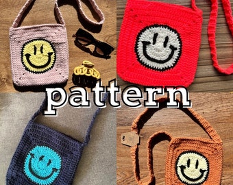 Smiley Crochet Tote Bag PATTERN - Etsy