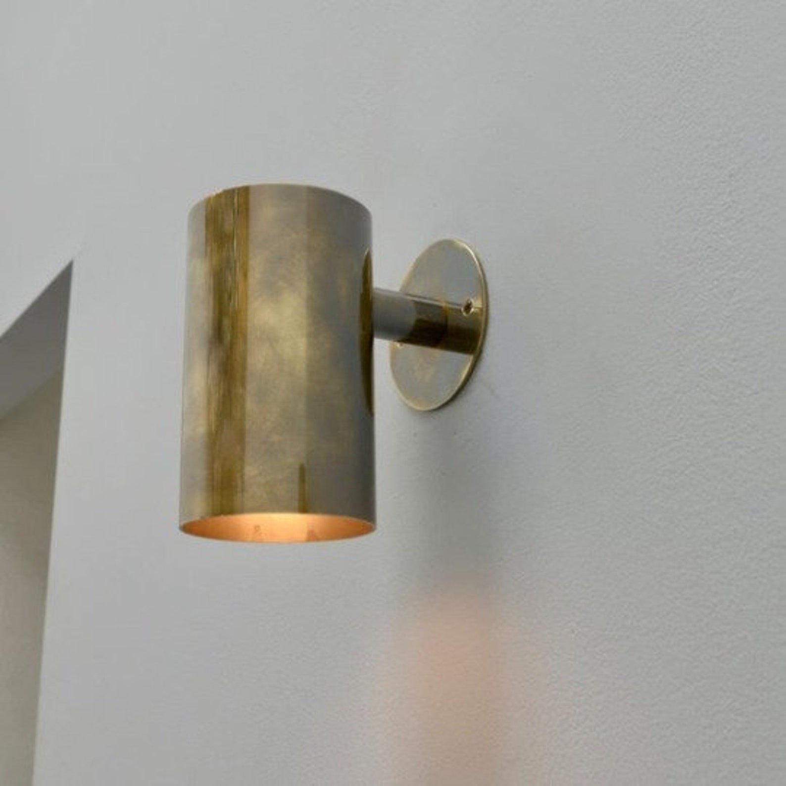 Brass Cylinder Wall Sconce - Mid Century Italian Lighting - Etsy