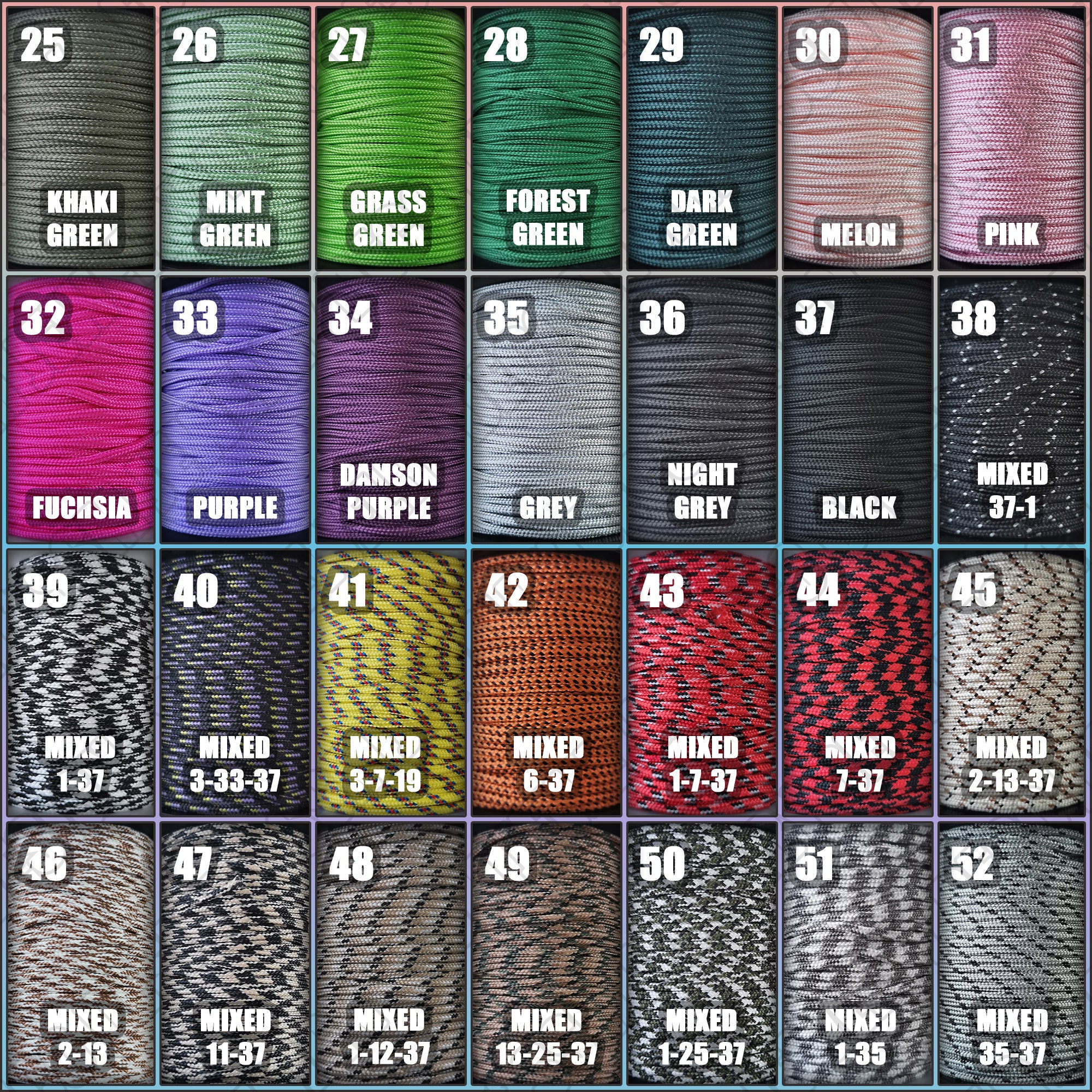 Custom Thin Paracord Bracelet in 52 Colors, Adjustable Paracord ...