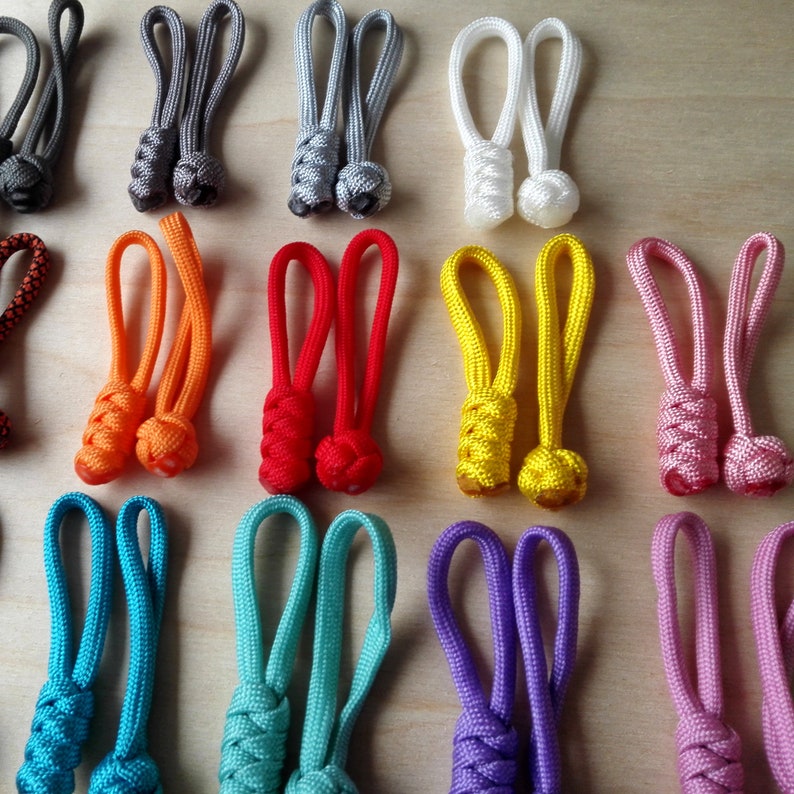 Set of 5 in 31 Colours, Custom Zipper Pull, Paracord Dimond Zipper Pull ...